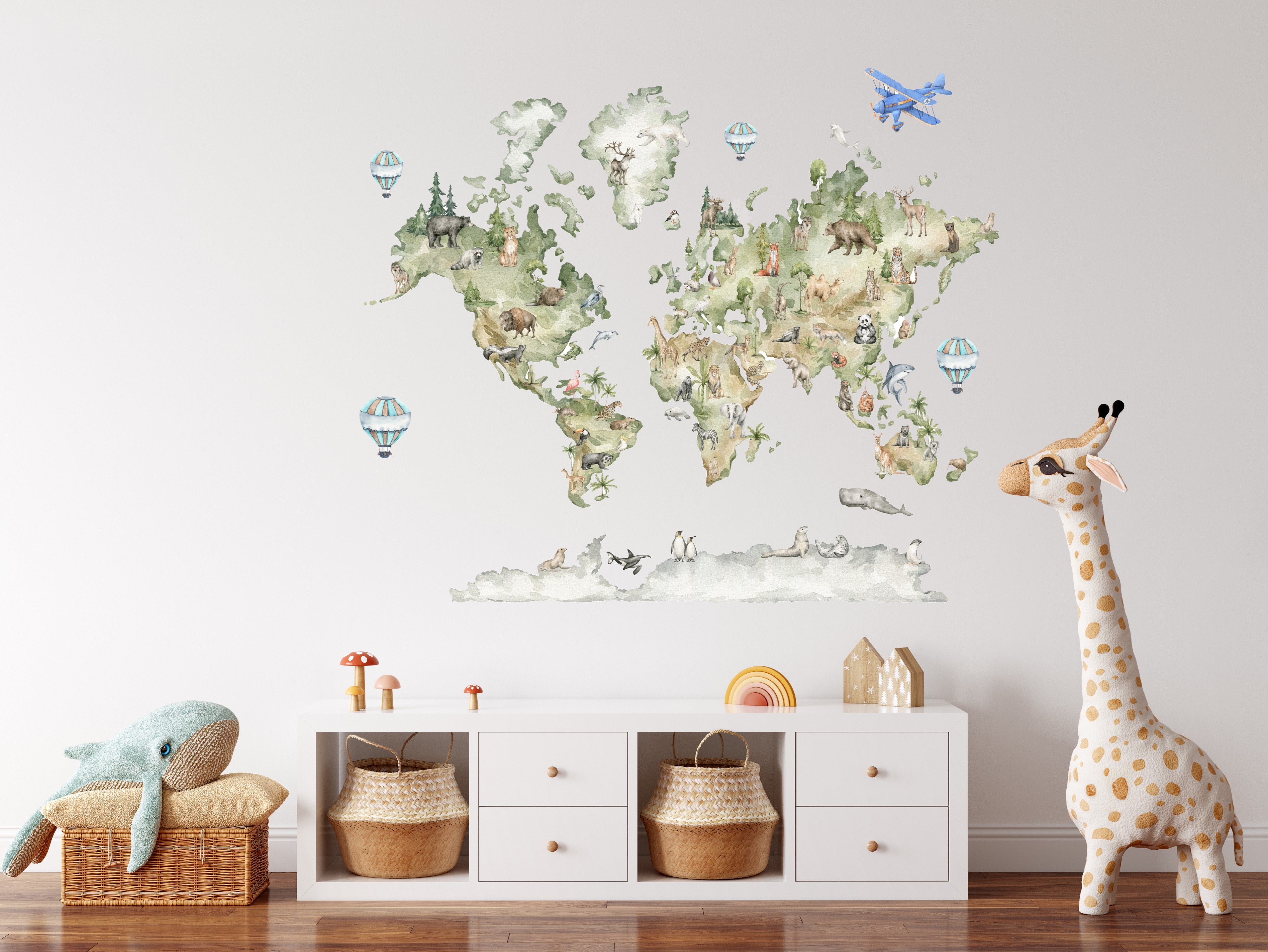 Wall Decal Map Of The World World Map Trio"・Glass Wall Art
